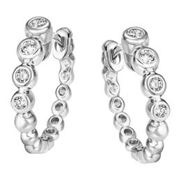 Firetti Damen Paar Creolen &raquo;Schmuck Geschenk Silber 925 Ohrschmuck Ohrringe Kugeln rund Tennis&laquo; mit Zirkonia (synth.) silber 15mm, Silber 925 (