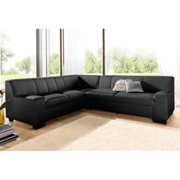 DOMO collection Ecksofa &raquo;Norma Top, elegant und modern, flache Armlehnen, L-Form&laquo; wahlweise mit Bettfunktion schwarz B/H/T: 247cm x 77cm x 212cm, 