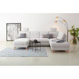 OTTO home Wohnlandschaft &raquo;Westerland U-Form&laquo; Federkern, wahlweise Schlaffunktion, Stauraum und Armlehn-Verstellung silber 98% Polyester 2% Polyamid B/