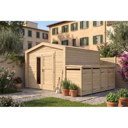 Weka Gartenhaus &raquo;Killarney&laquo; Doppelt&uuml;r, 1 1/2 Fenster, inkl. 4er M&uuml;lltonnenbox Massivholz ohne Fu&szlig;boden, ohne Dacheindeckung