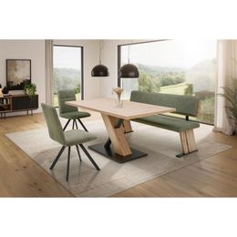 massivline&more Essgruppe &raquo;SK Kota&laquo; 4 tlg. Holzwerkstoff, Metall, Stoff B/H/T: 160cm x 87cm x 59cm, Samtoptik, braun/gr&uuml;n