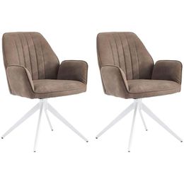 Home Affaire Stuhl &raquo;Pollenca&laquo; (Set) 2 Stk.tolle Optik braun Metall B/H/T: 56cm x 86cm x 64cm, 2 Stk., Microfaser uni, 2er Set,schamm