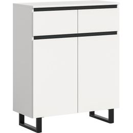 Home Affaire Kommode &raquo;TOMA, H&ouml;he: 99cm, mit Metall-Kufen-Fu&szlig;, 2 T&uuml;ren, 2 Schubk&auml;sten&laquo; Anrichte, Sideboard, Schrank, Board, Highboard wei&szlig; B/H/T: 80cm 