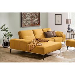 W.Schillig Ecksofa &raquo;run, Designsofa mit tollem Sitzkomfort, bequem, L-Form&laquo; mit Holzsockel, F&uuml;&szlig;e in Schwarz pulverbeschichtet, Breite 279 cm gelb 