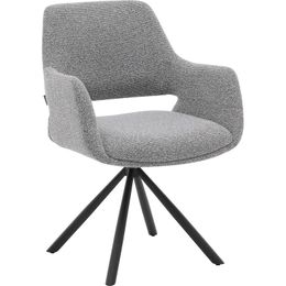 Musterring Esszimmerstuhl (Set) 2 Stk.Gestell Eisen schwarz, 180&deg; drehbar, R&uuml;ckholmechanik, SH 48 cm grau Eisen, Stoff B/H/T: 62cm x 83cm x 62cm, 2 Stk., Boucl&eacute;