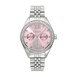 DKNY Damen DKNY Quarzuhr &raquo;Mulit Function Watch&laquo; Armbanduhr, Damenuhr, Edelstahlarmband, analog, Tag pink Einheitsgr&ouml;&szlig;e