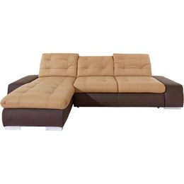 Sit & More sit&more Ecksofa &raquo;Palomino L-Form&laquo; wahlweise XL oder XXL und mit Schlaffunktion braun Kunstleder SOFTLUX /Struktur (100% Polyester);Kunstleder SOFTLUX