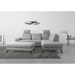 Sit & More sit&more Ecksofa &raquo;Cinturo L-Form&laquo; inklusive Sitztiefenverstellung und Federkern, Sitzh&ouml;he 45 cm grau B/H/T: 260cm x 88cm x 226cm, Luxus-Microfaser 