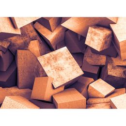 Livingwalls living walls Fototapete &raquo;Designwalls Concrete Blocks 2&laquo; glatt Vlies, Wand, Schr&auml;ge, Decke braun Vlies B/L: 3,5m x 2,55m