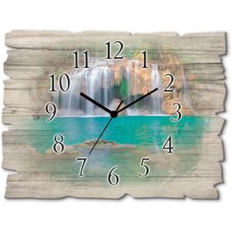 Artland Wanduhr &raquo;Wasserfall im Wald National Park&laquo; wahlweise mit Quarz- oder Funkuhrwerk, lautlos ohne Tickger&auml;usche gr&uuml;n B/H/T: 40cm x 30cm x 0,6cm, Funkuhr