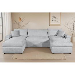 OTTO home Wohnlandschaft &raquo;Cosy U-Form, B: 309 cm, Sitzaufbau im Sandwich-Federkern&laquo; 2 Zierkissen, Mega-Sofa, Cord oder Struktur weich, 