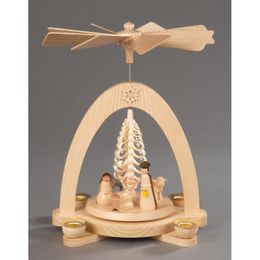 Albin Preissler Weihnachtspyramide &raquo;Christi Geburt, Handwerkskunst aus dem Erzgebirge&laquo; H&ouml;he ca. 20 cm, Weihnachtsdeko aus Holz beige Massivholz 20cm