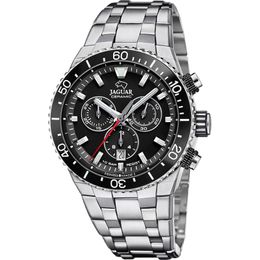 Jaguar Herren Chronograph &raquo;Ceramic&laquo; Quarzuhr, Armbanduhr, Herrenuhr,Swiss Made,Edelstahlband,Stoppfunktion silber Einheitsgr&ouml;&szlig;e