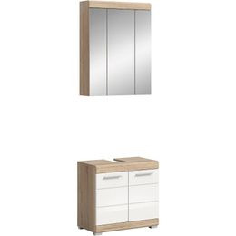 Welltime Badm&ouml;bel-Set &raquo;SIENA, 2 tlg., bestehend aus: Waschbeckenunterschrank, Spiegelschrank&laquo; Set, TOPSELLER!, 2 Stk. tlg. wei&szlig; Holzwerkstoff, MDF B/H