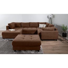 Collection AB Wohnlandschaft &raquo;Toni U-Form, B: 298 cm&laquo; Set: Sofa & Hocker, 2 Zierkissen, Federkern 100%Polyester B/H/T: 298cm x 44cm x 203cm, 