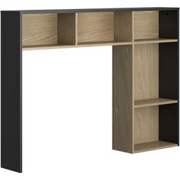 B&uuml;cherregal &raquo;Kopfteil zur Befestigung am Bett Na&euml;l&laquo; schwarz Holzwerkstoff B/H/T: 146cm x 104cm x 22cm, 5 Stk. offene F&auml;cher