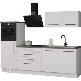 KOCHSTATION K&uuml;chenzeile &raquo;KS-Nova&laquo; Breite 260 cm, wahlweise mit Hanseatic-E-Ger&auml;ten wei&szlig; B/H/T: 260cm x 194cm x 60cm, ohne E-Ger&auml;te, ohne Einbausp&uuml;le