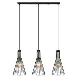 Globo LIGHTING H&auml;ngeleuchte &raquo;MILLI&laquo; E27 1 Stk. Schwarze H&auml;ngeleuchte mit Altmessing-Akzenten, E27 3x40W schwarz 3, H: 120cm, 1 Stk.