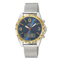 MASTER TIME Herren MASTER TIME Funkchronograph &raquo;Sporty&laquo; Quarzuhr, Armbanduhr, Herrenuhr, Edelstahlarmband, analog, digital blau Einheitsgr&ouml;&szlig;e