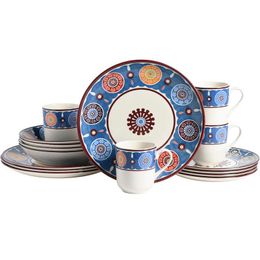Creatable Kombiservice &raquo;Sumaya, Kombi-Service 16-tlg&laquo; Mandala Motive blau Steingut 16 Stk.