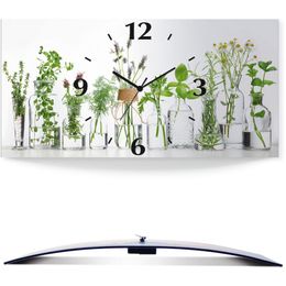 Artland Wanduhr &raquo;&Ouml;le mit Kr&auml;utern&laquo; wahlweise mit Quarz- oder Funkuhrwerk, lautlos ohne Tickger&auml;usche gr&uuml;n B/H/T: 60cm x 30cm x 0,3cm, Funkuhr