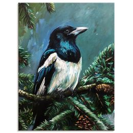 Artland Wandbild &raquo;Die Elster im Tann&laquo; Vogelbilder 1 Stk. tlg. als Alubild, Leinwandbild, Poster, Wandaufkleber in verschied. Gr&ouml;&szlig;en gr&uuml;n Leinwand B/H/T: 45cm 