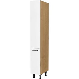 Nobilia Apothekerschrank &raquo;"MIAMI", mit 5 Einh&auml;ngek&ouml;rben, Breite 30 cm, H&ouml;he 216,6 cm,&laquo; vormontiert, Ein- und Auszugsd&auml;mpfung SoftStoppPro wei&szlig; Eiche 