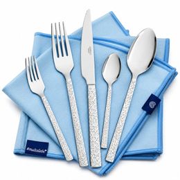 Mulex Besteck-Set &raquo;Siena, Besteckset mit 3 Multifunktionst&uuml;chern&laquo; Kratzfestes Besteck mit edlem Design und angenehmer Haptik silber Edelstahl 18/0 63