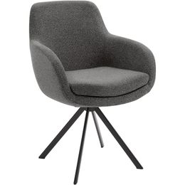 Musterring Esszimmerstuhl &raquo;Tavia&laquo; (Set) 2 Stk.Stativgestell Eisen schwarz, Drehfunktion optional, diverse Farben grau B/H/T: 62cm x 86cm x 66cm, 2 Stk., Chenille