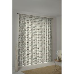 Adam Vorhang &raquo;Wave&laquo; Kr&auml;uselband 1 Stk. tlg. aus Leinen und Bio-Baumwolle wei&szlig; Jacquard, Baumwolle (Bio-Baumwolle), Leinen 245cm, Kr&auml;uselband, 145cm