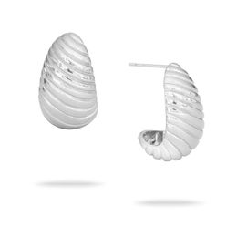 Echtzeit Damen Paar Creolen &raquo;Schmuck Geschenk Edelstahl Ohrringe The Organic Drop&laquo; silber Edelstahl