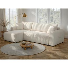 OTTO home Ecksofa &raquo;JONAA Cord L-Form, 241cm. OTTO. Verl&auml;ssliche Qualit&auml;t&laquo; Tonnentaschen-Federkern, Bettkasten, Schlafsofa (133/200) beige B/H/T: 241cm