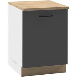 KOCHSTATION Unterschrank &raquo;Kolari&laquo; 1 Stk. tlg. Ma&szlig;e (B/T/H): 60,1 x 60 x 88 cm grau FSC -zertifizierter Holzwerkstoff wei&szlig;, B/H/T: 60,1cm x 88cm x 60cm