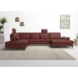 OTTO home Wohnlandschaft &raquo;Costello U-Form, B: 363 cm mit Sitztiefen-, Armteilverstellung &&laquo; 3 Nierenkissen, optional Schlaffunktion & Bettkasten rot 