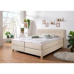 Home Affaire Boxspringbett &raquo;Fargo&laquo; inkl. Topper, in 3 Matratzenarten, in Samt- oder Strukturstoff beige Struktur fein (100% Polyester);Samtstoff (100%