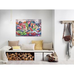 A.S. Cr&eacute;ation Leinwandbild &raquo;Graffiti&laquo; Gem&auml;lde Kunst 1 Stk. tlg. Graffiti Keilrahmen Jugendzimmer Bunt Leinwand-Bild Wohnzimmer modern bunt Holz, Stahl B/H/T: 90cm x