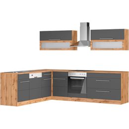 KOCHSTATION Winkelk&uuml;che &raquo;KS-Wien&laquo; Stellbreite 220 x 270 cm, wahlweise mit E-Ger&auml;ten grau B/H/T: 220cm x 200cm x 270cm, ohne E-Ger&auml;te
