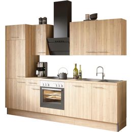 Optifit K&uuml;che &raquo;Klara&laquo; Breite 270 cm, wahlweise mit E-Ger&auml;ten braun B/H/T: 270cm x 60cm, ohne E-Ger&auml;te