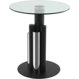 Kayoom Beistelltisch &raquo;Ontario 225, Runde Glasplatte aus Sicherheitsglas, 100% Edelstahl&laquo; 1 Stk. tlg. Modernes Design, zweifarbiges S&auml;ulengestell, Eyecatcher 