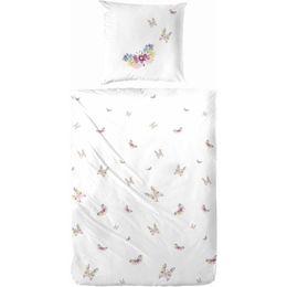 Primera Bettw&auml;sche &raquo;Butterfly&laquo; 2 Stk. mit Schmetterlingen bunt Renforc&eacute;, Obermaterial: 100% Baumwolle B/L: 155cm x 220cm, 1 Stk., 1 Stk., Renforc&eacute;, B/L: 80cm 