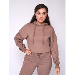 Fortex Fitness Sweatshirt 'Essential Cropped Hoodie' Damen Gr&ouml;&szlig;e L hellbraun