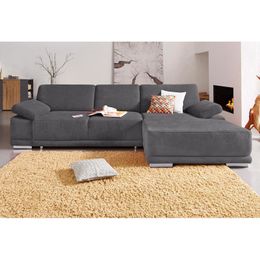 Sit & More sit&more Ecksofa &raquo;Coria L-Form&laquo; mit XL-Recamiere, wahlweise mit Schlaffunktion grau Kunstleder SOFTLUX ;Struktur ( 100% Polyester);Struktur fein ( 90%