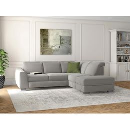 Sit & More sit&more Ecksofa &raquo;Dundee L-Form&laquo; mit Federkern und Edelstahlf&uuml;&szlig;en, wahlweise mit Kopfteilverstellung grau B/H/T: 263cm x 86cm x 219cm, Struktur, 