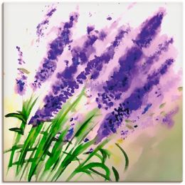 Artland Leinwandbild &raquo;Lavendel-aquarell&laquo; Blumen 1 Stk. tlg. auf Holzrahmen gespannt lila Leinwand B/H/T: 50cm x 50cm, Leinwandbild Blumen, 1 Stk.