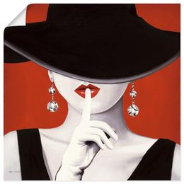 Artland Wandbild &raquo;Hut ab I&laquo; Frau 1 Stk. tlg. als Leinwandbild, Poster in verschied. Gr&ouml;&szlig;en rot B/H/T: 40cm x 40cm, Poster Frau quadratisch, 1 Stk.