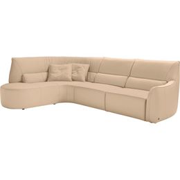 Egoitaliano Ecksofa &raquo;Puffy, extravagant & edel, Retro Designsofa, hoher Sitzkomfort, L-Form&laquo; mit Ottomane, wahlweise mit und ohne elektrischer Relaxfunktion beige