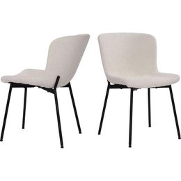 Sit 4-Fu&szlig;stuhl (Set) 2 Stk.Oeko-Tex zertifiziert schwarz-wei&szlig; Metall, Polyester B/H/T: 48cm x 83cm x 59cm, 2 Stk., Boucl&eacute; uni, Bezug Boucl&eacute; wei&szlig;