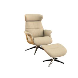 FLEXLUX Relaxsessel &raquo;Clement R&uuml;cken u. Kopfverstellung, ergonomisch, Airchannels&laquo; R&uuml;cken- & Kopfteilverstellung, Drehbar, Armlehne Eiche, Fu&szlig; Alu 