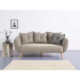 Home Affaire 2,5-Sitzer &raquo;Baggio modern und romantisches Design, bequem&laquo; Zierkissen inklusive grau B/H/T: 196cm x 80cm x 103cm, Struktur fein