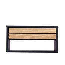 WOODMAN Nachttisch &raquo;Stripe Nako, Nachtkommode&laquo; mit Echtholzfurnier aus Eiche, Breite 42, 8 cm, mit 1 Schublade, FSC schwarz B/H/T: 42,8cm x 22,2cm x 36cm